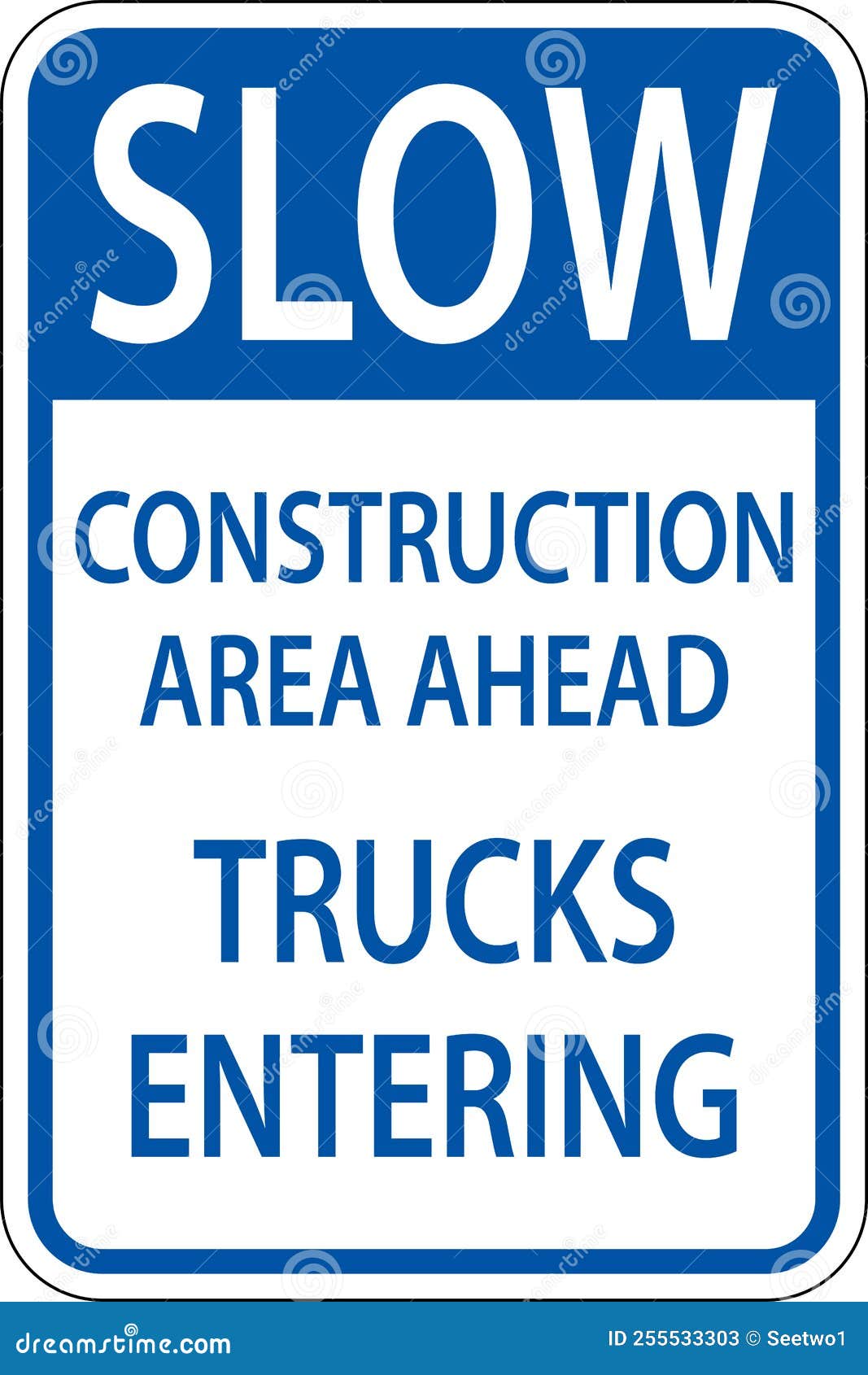 Slow Construction Area Ahead Sign on White Background Stock Vector ...