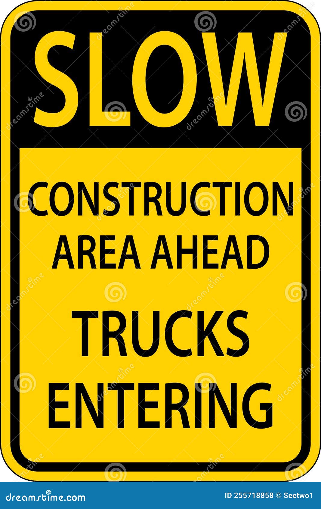 Slow Construction Area Ahead Sign on White Background Stock Vector ...