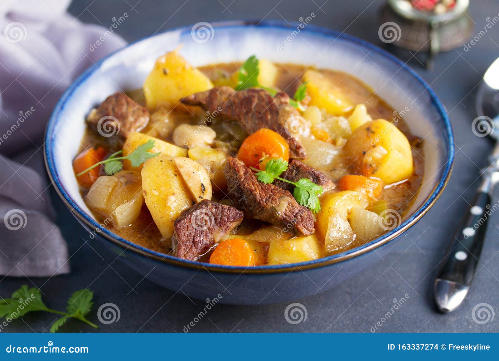 Slow Cooker Thick and Chunky Beef Stew. Stock Photo - Image of gravy ...