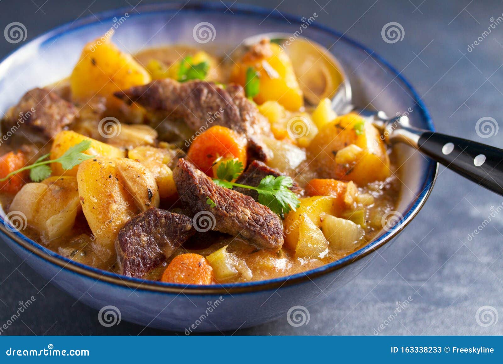 Slow Cooker Thick and Chunky Beef Stew. Stock Image - Image of garlic ...