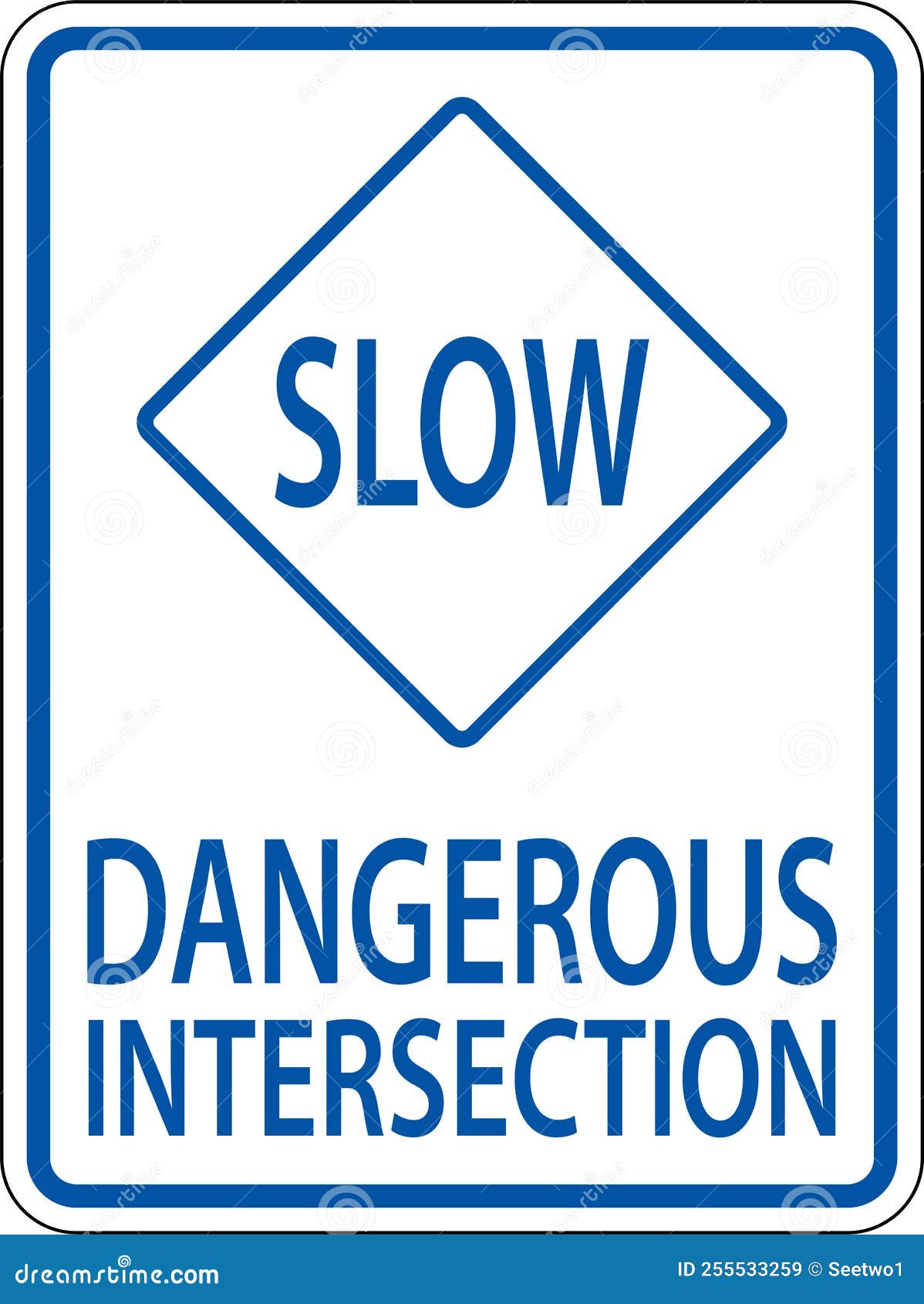 Slow Dangerous Intersection Sign on White Background Stock Vector ...