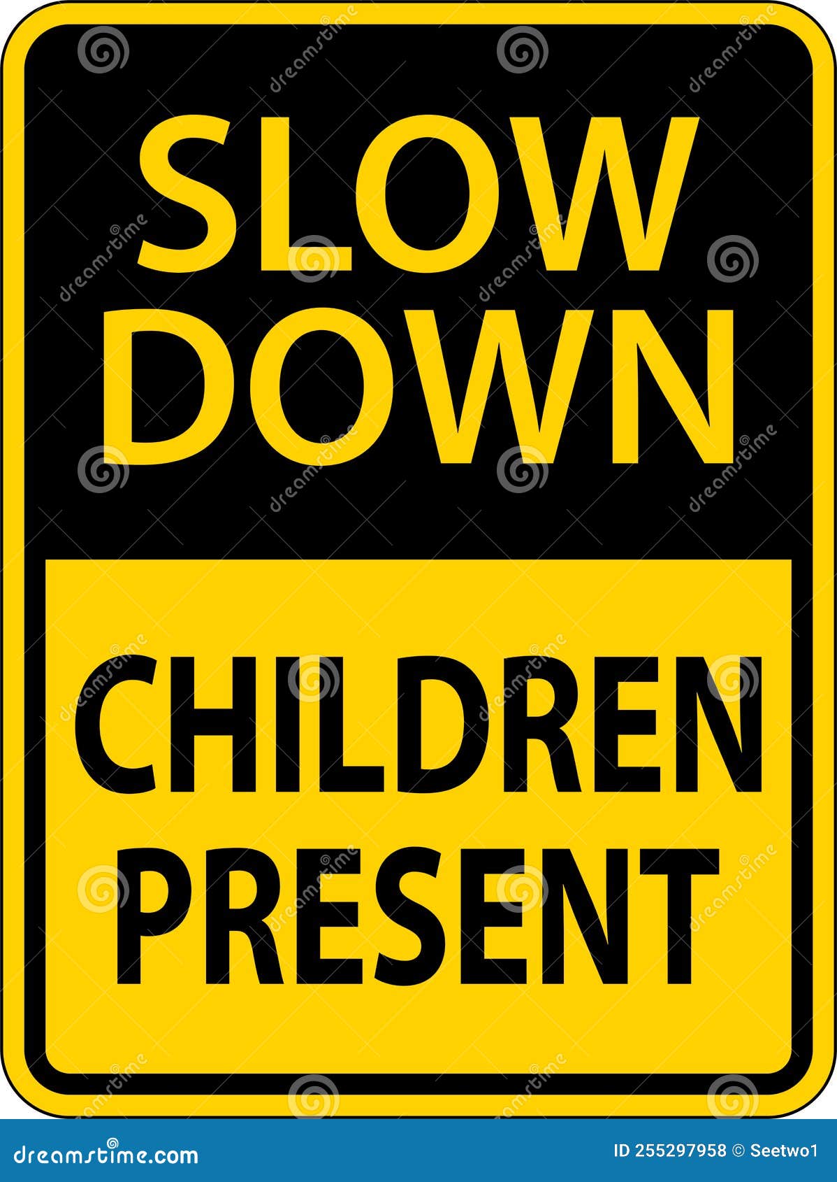 Slow Down Children Present Sign on White Background Stock Vector ...