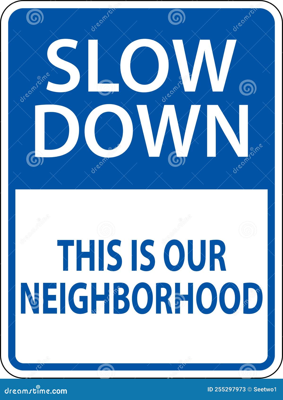 Slow Down Neighborhood Sign on White Background Stock Vector ...