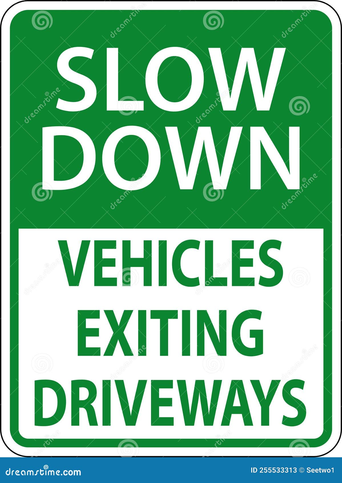 Slow Down Vehicles Exiting Driveways Sign on White Background Stock ...