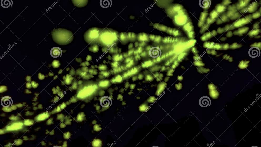 Slow Energy Flying Particles. Motion. Lines of Tiny Shining Lines with ...