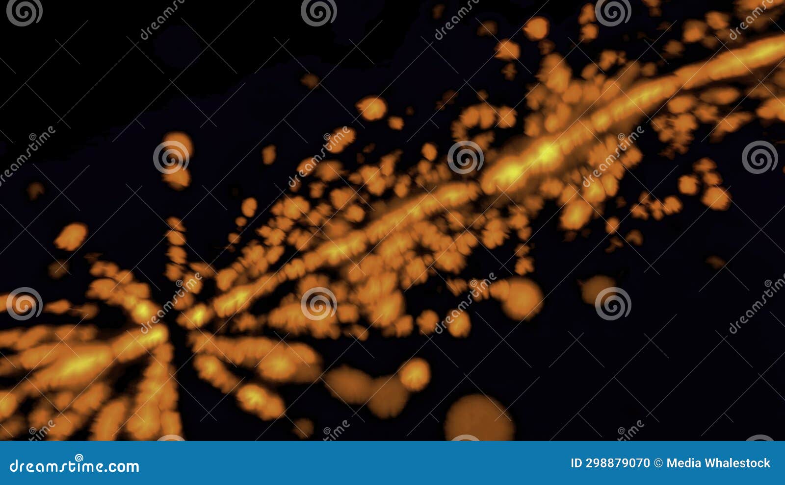 Slow Energy Flying Particles. Motion. Lines of Tiny Shining Lines with ...