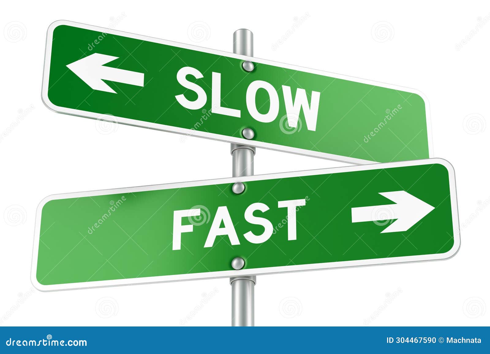 Slow or Fast Directions. Opposite Traffic Sign, 3D Rendering Stock ...