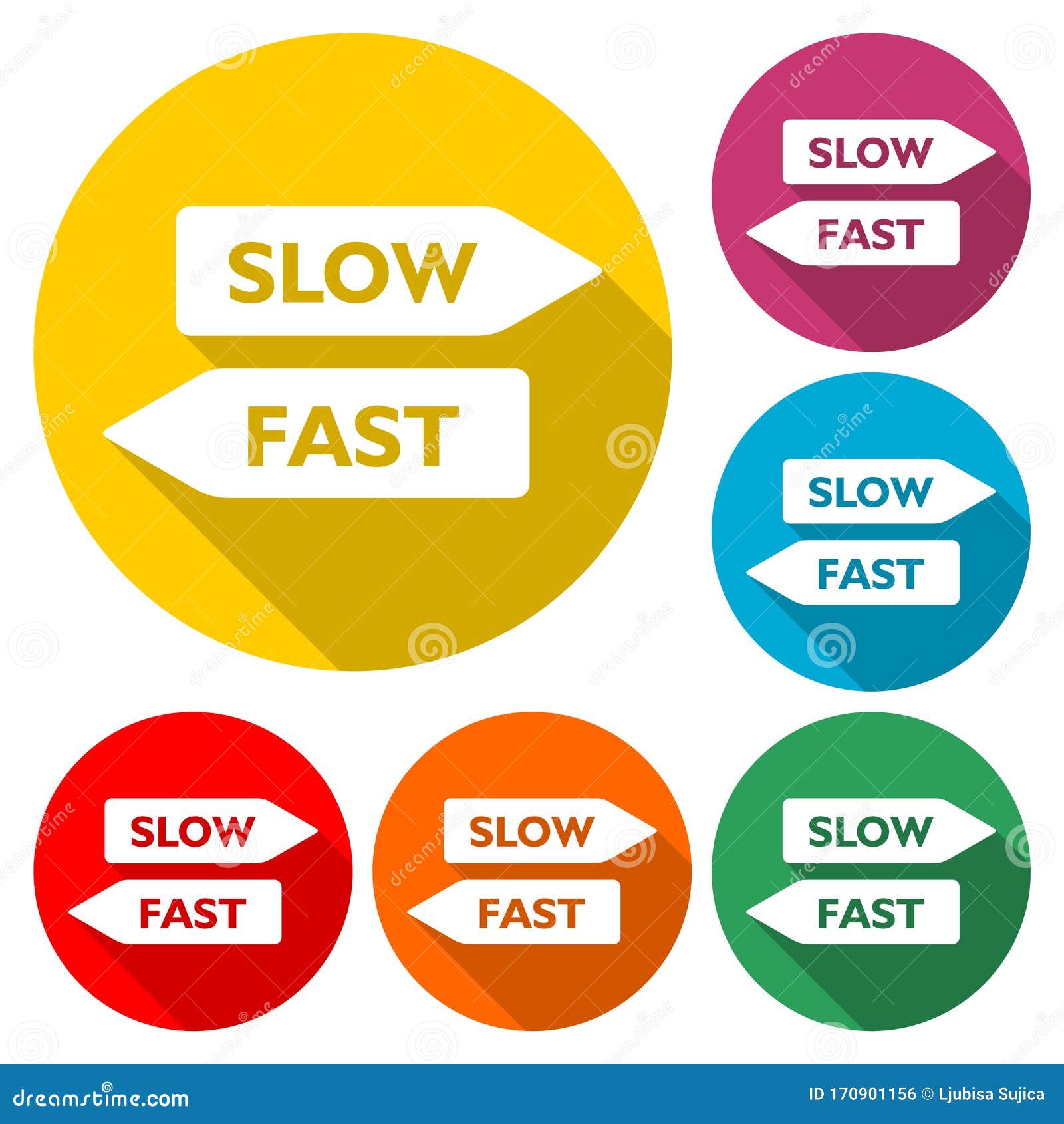 Slow and Fast Icon with Long Shadow Stock Vector - Illustration of draw ...