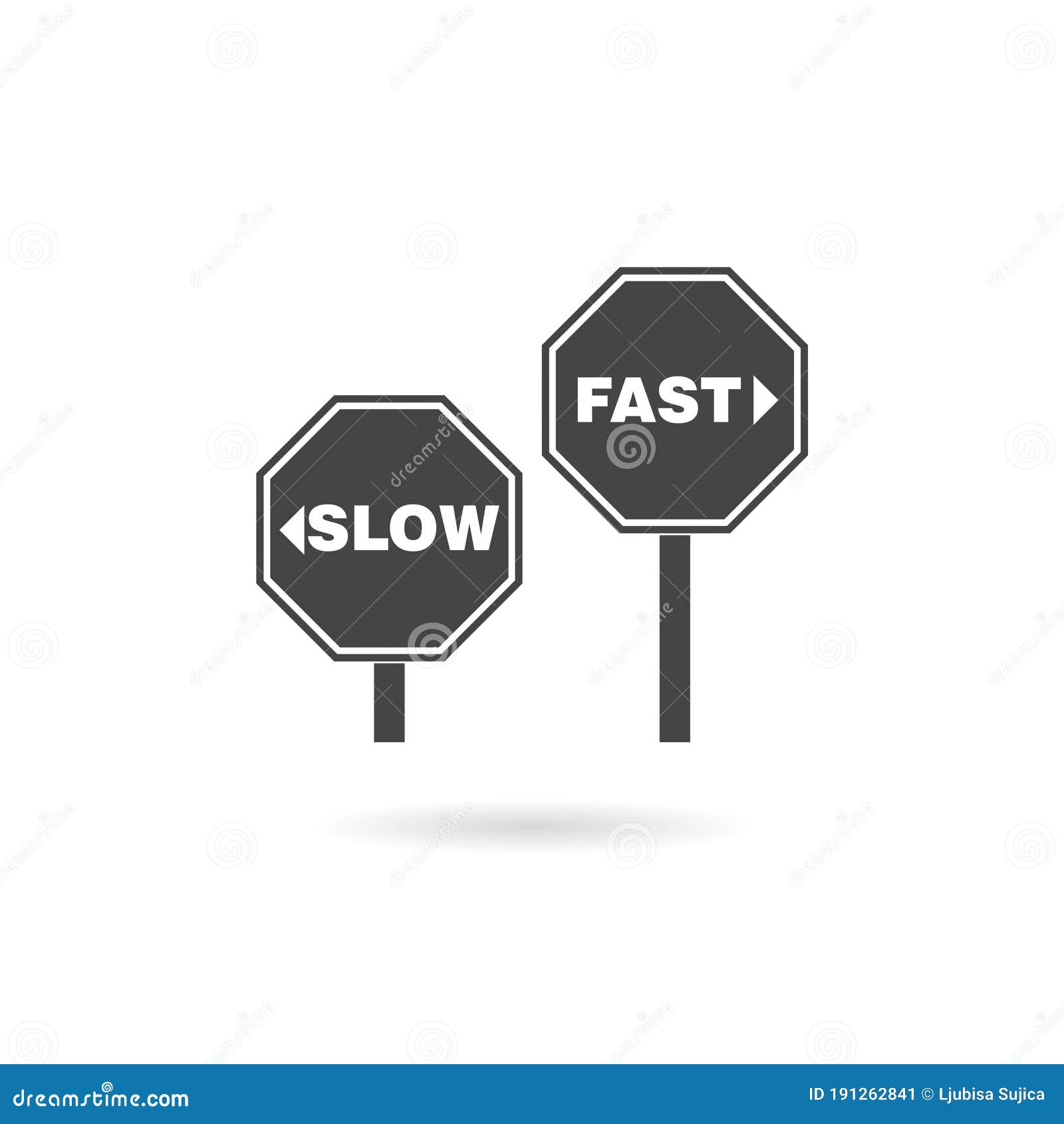 Slow and Fast Sign with Shadow Stock Vector - Illustration of gauge ...