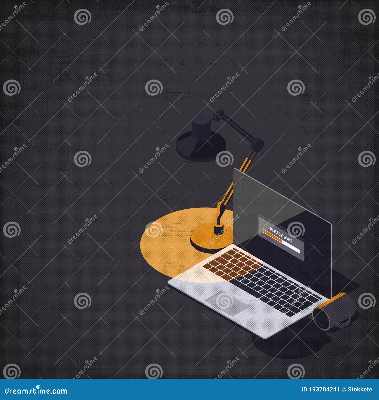 Slow Loading Progress Bar on the Laptop Stock Illustration ...