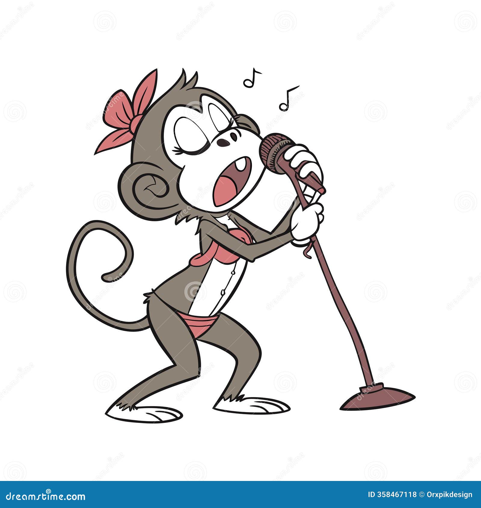 Monkey Singing On Jungle Vines Waving Cartoon Vector Illustration ...