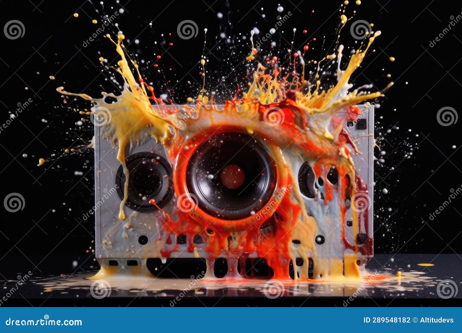 Slow-motion Capture of Paint Splashing from Speaker Stock Photo - Image ...