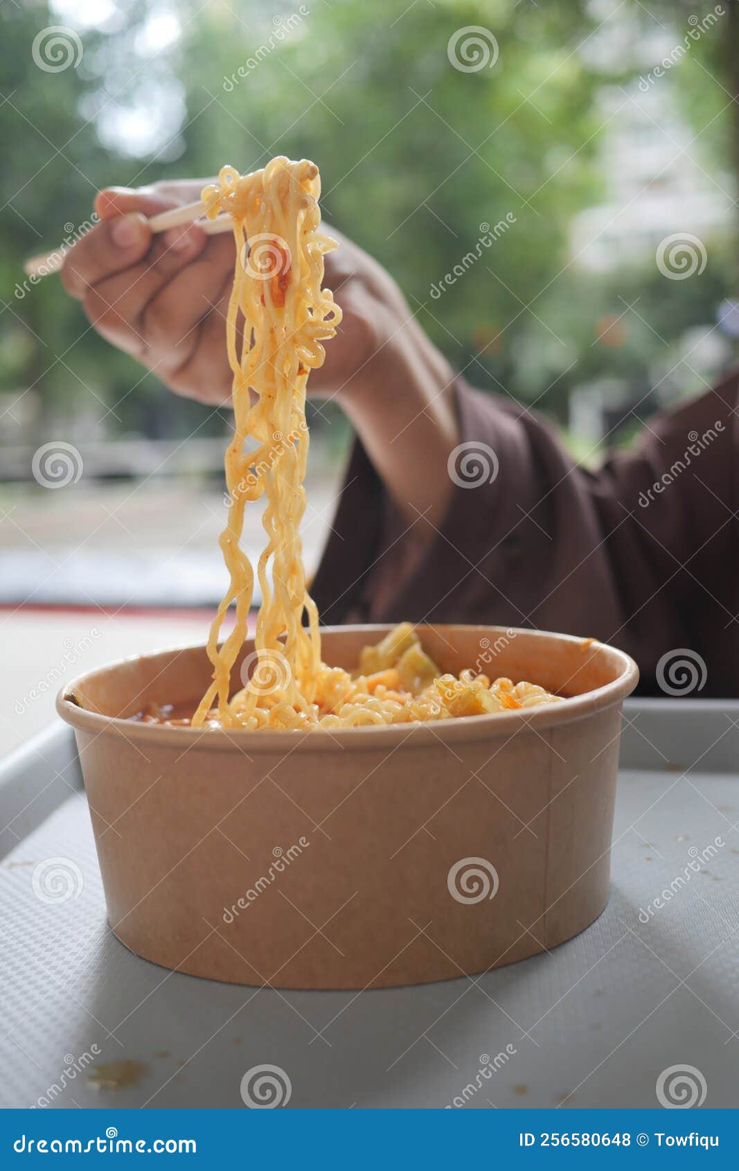 Slow Motion of Eating Spaghetti with a Chopsticks. Stock Photo - Image ...