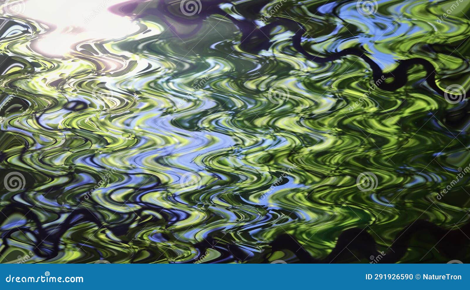 Slow Motion Green and Blue Water Puddle Abstract Composition Stock ...