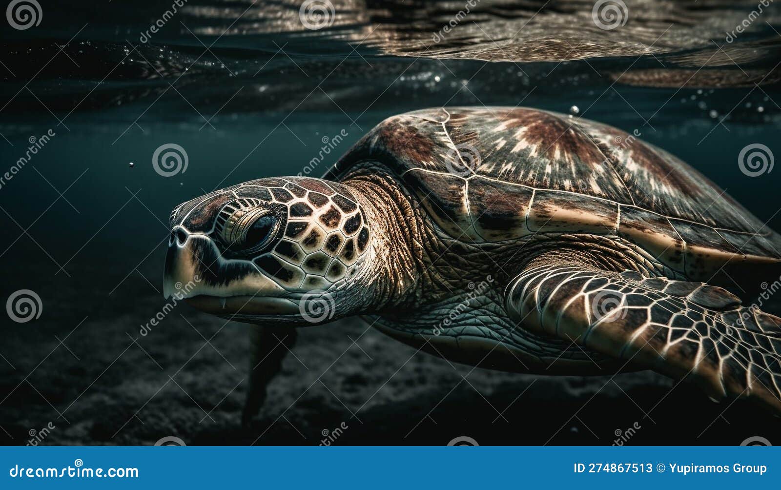 Slow Motion Hawksbill Turtle Diving into Tropical Sea Generated by AI ...