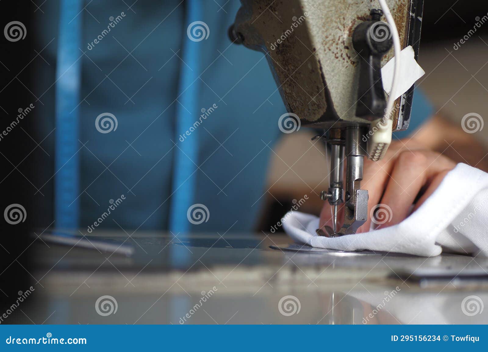 Slow Motion of Men Hands Using a Sewing Machine . Stock Photo - Image ...