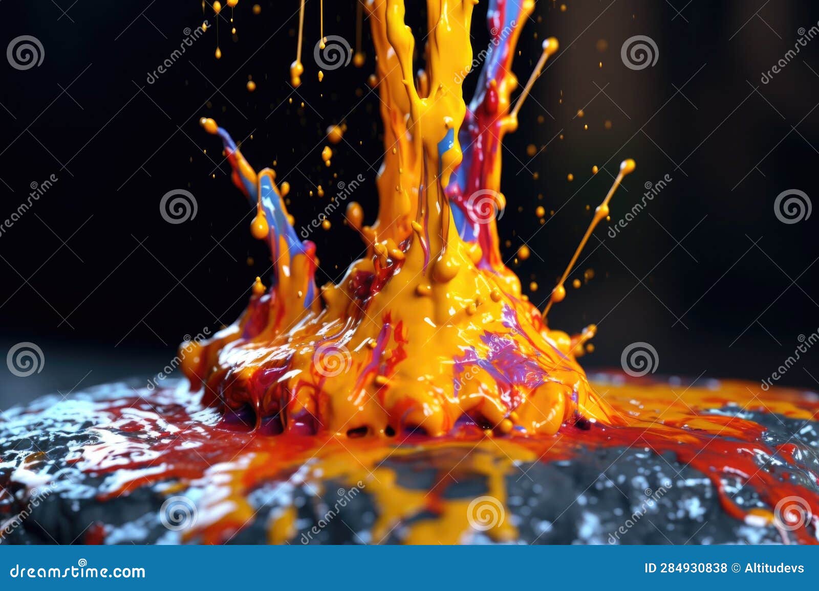 Slow-motion Paint Drop Collision Close-up Stock Illustration ...