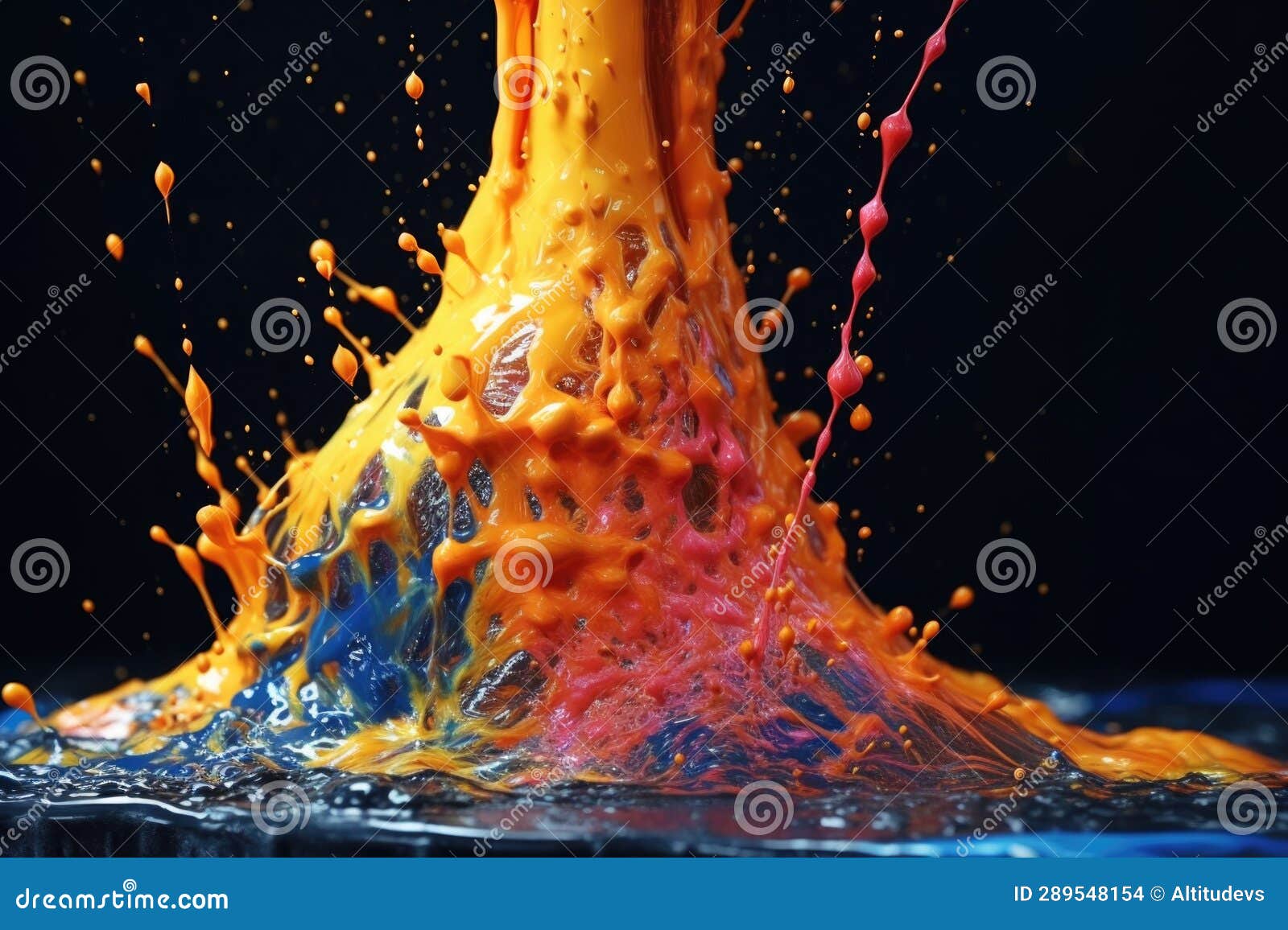Slow-motion Paint Drop Collision Close-up Stock Illustration ...