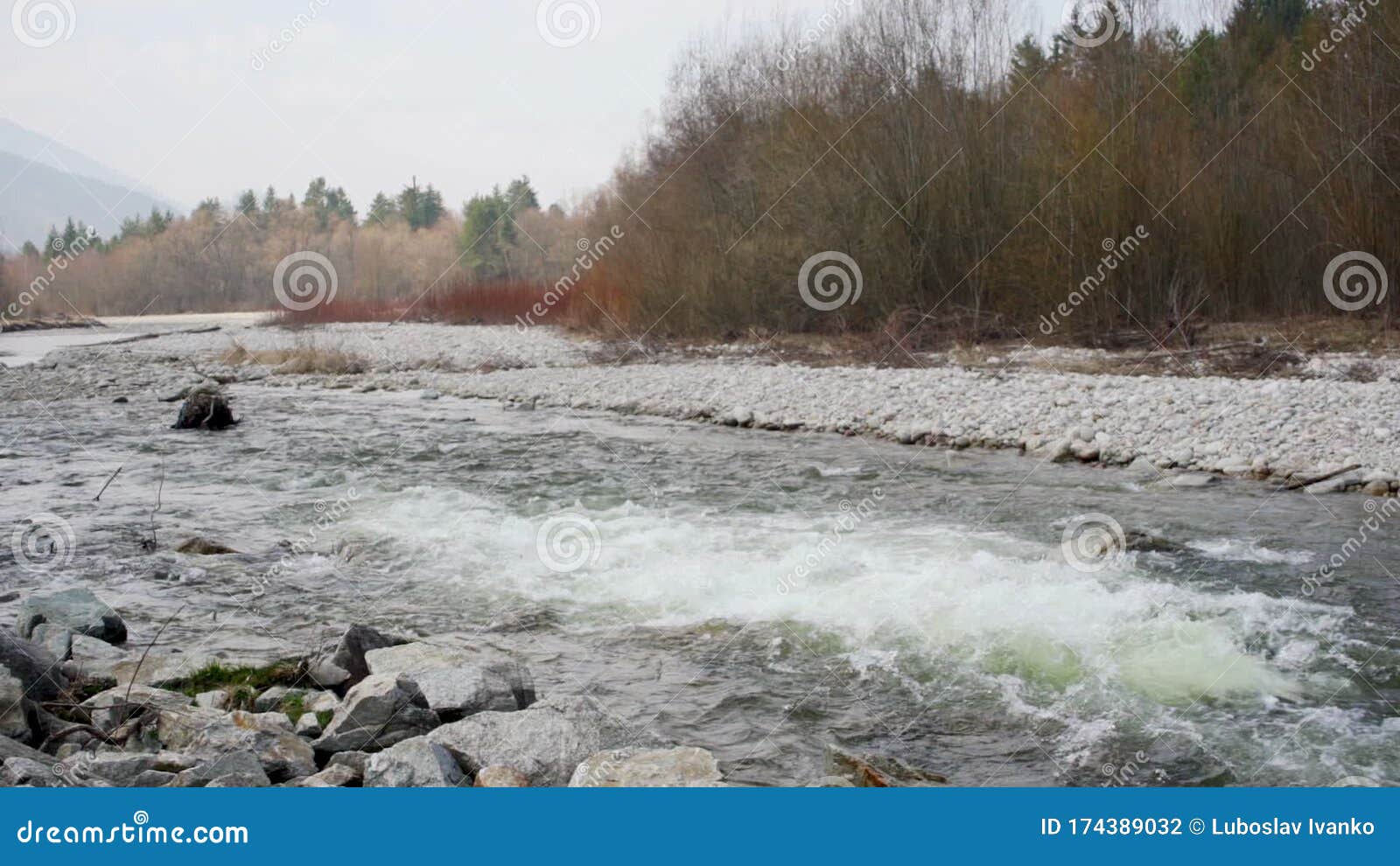 Slow Motion Video - Water Flowing in a River during Spring, Rapid Flow ...