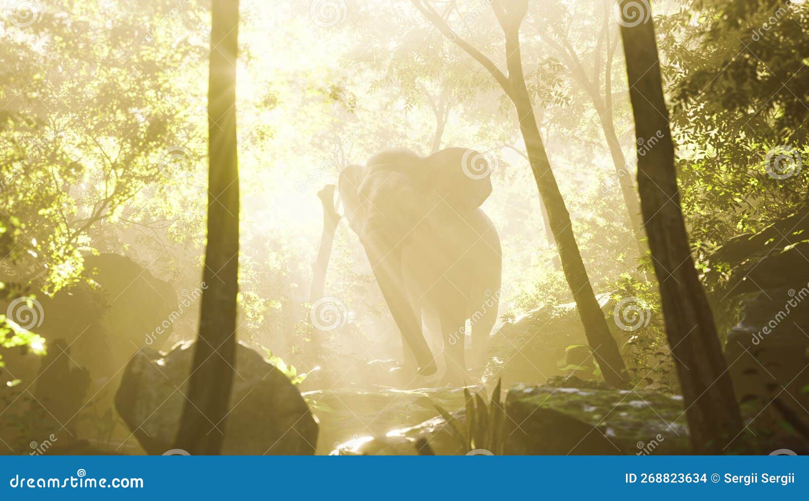 Slow Motion View of Elephant in Sun Light Stock Illustration ...