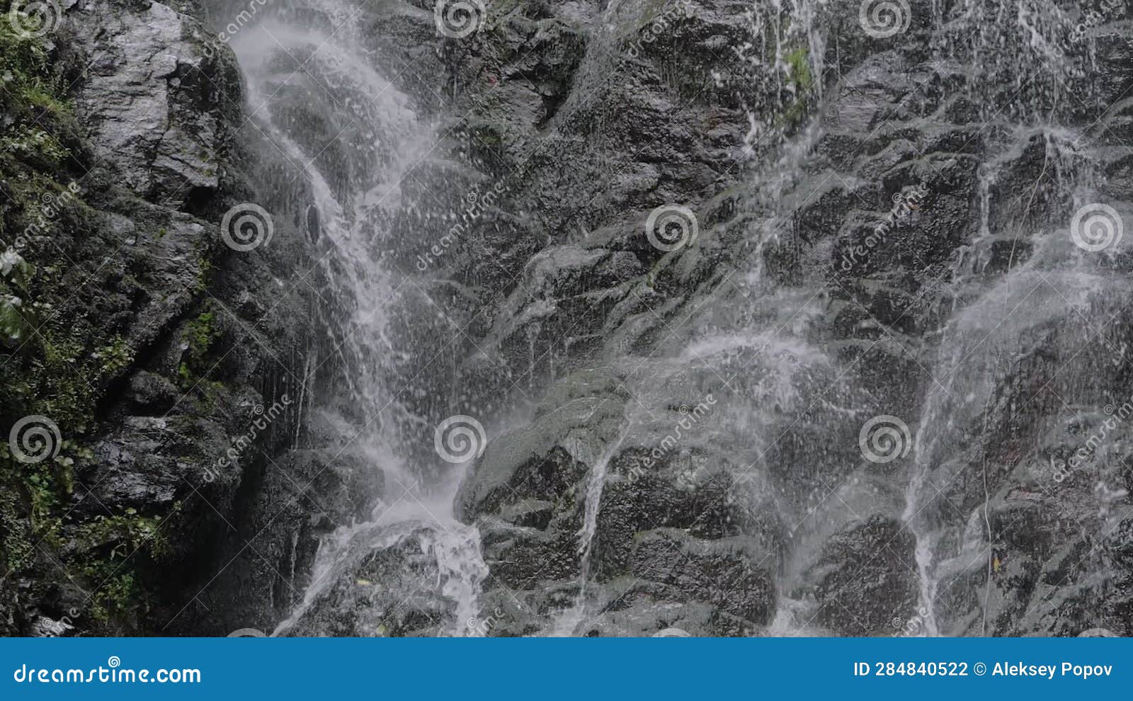 Slow Motion: Waterfall in the Mountain, River or Stream Flowing and ...