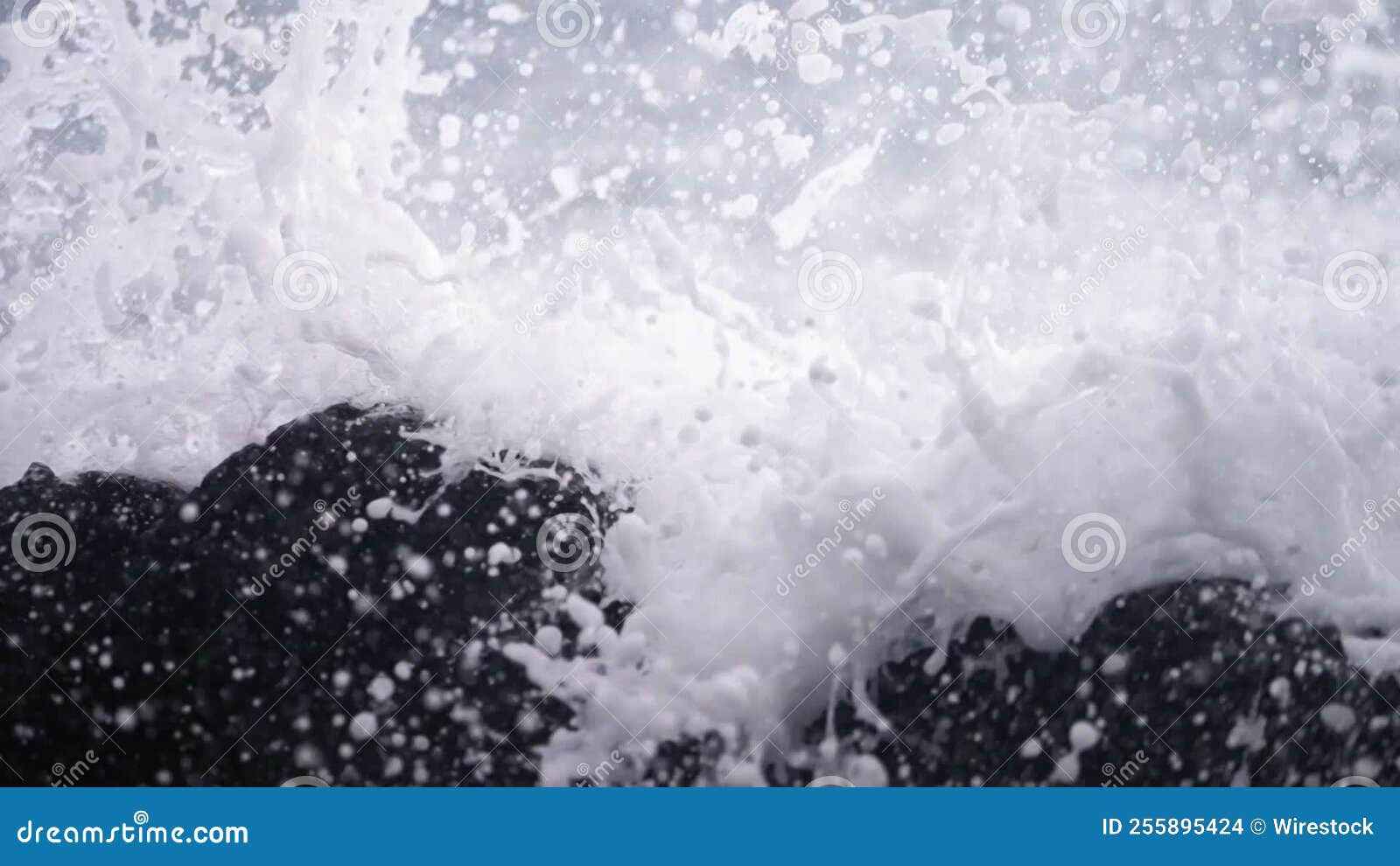 Slow-motion of Waves Crashing on Black Volcanic Rocks Stock Footage ...