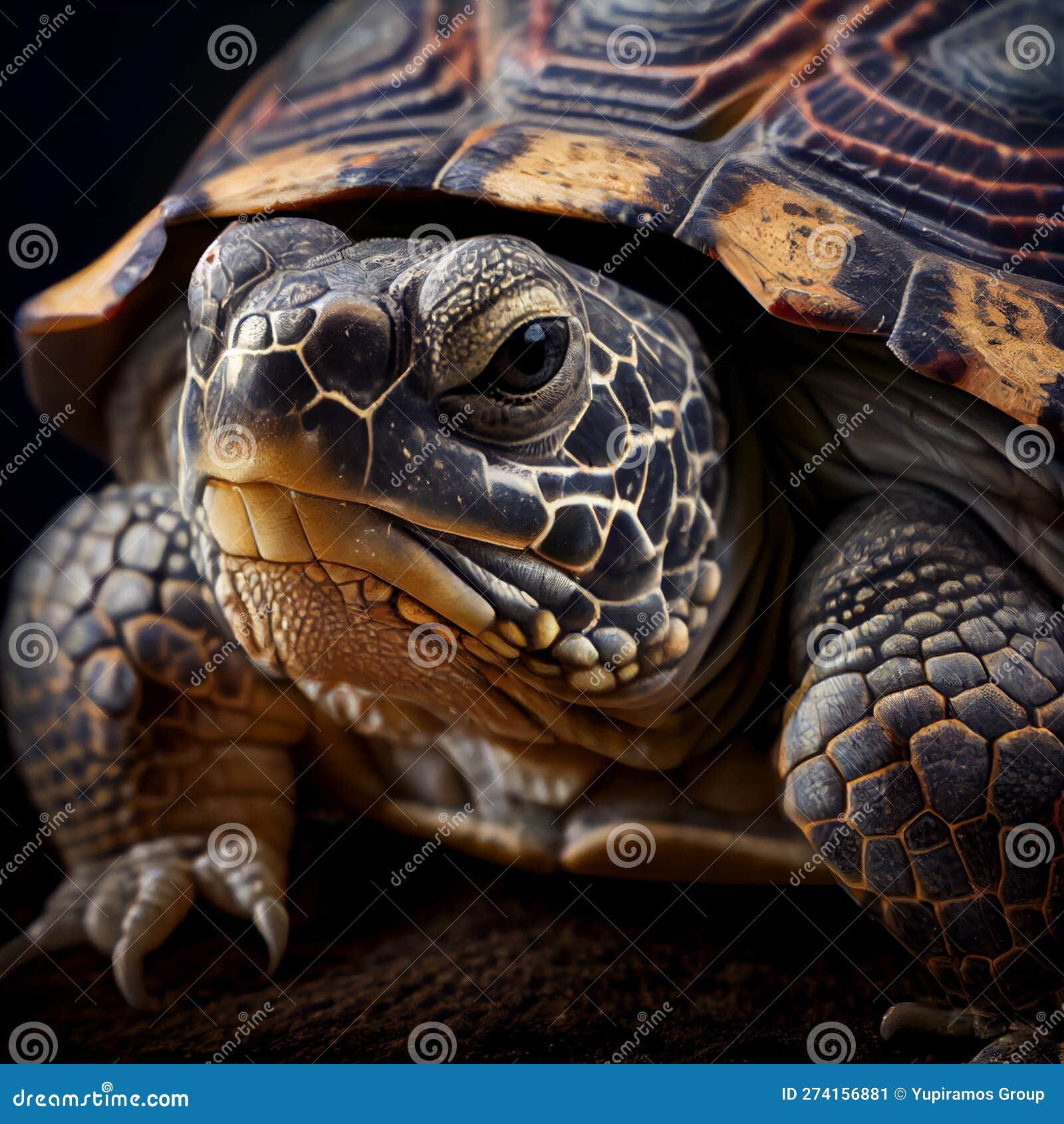 Slow Moving Tortoise Shell with Intricate Animal Markings Generated by ...