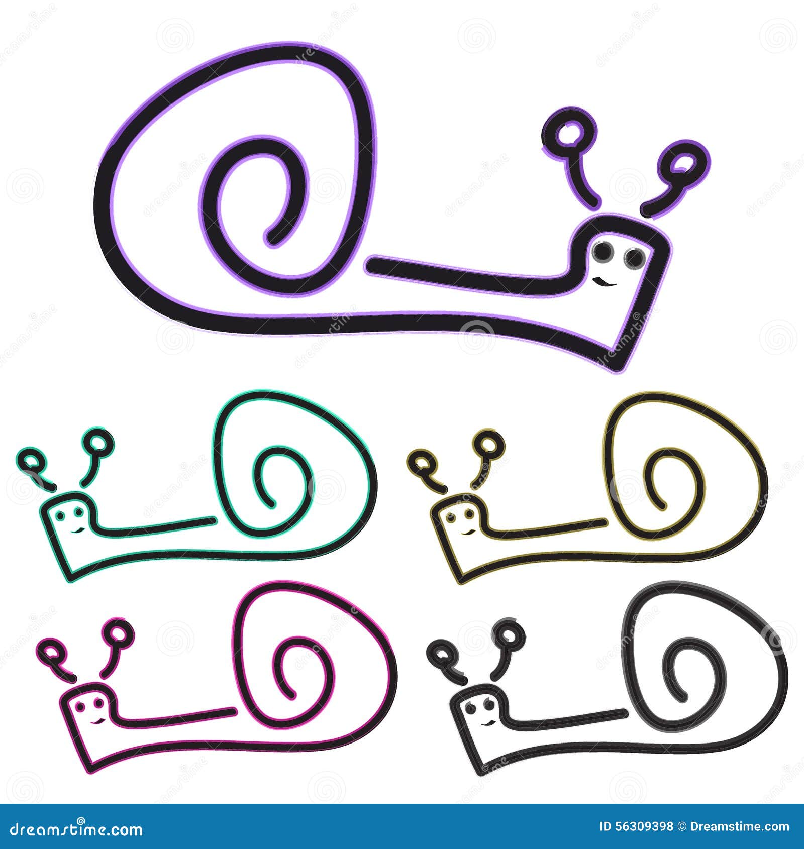 Slow neon snail stock illustration. Illustration of symbol - 56309398