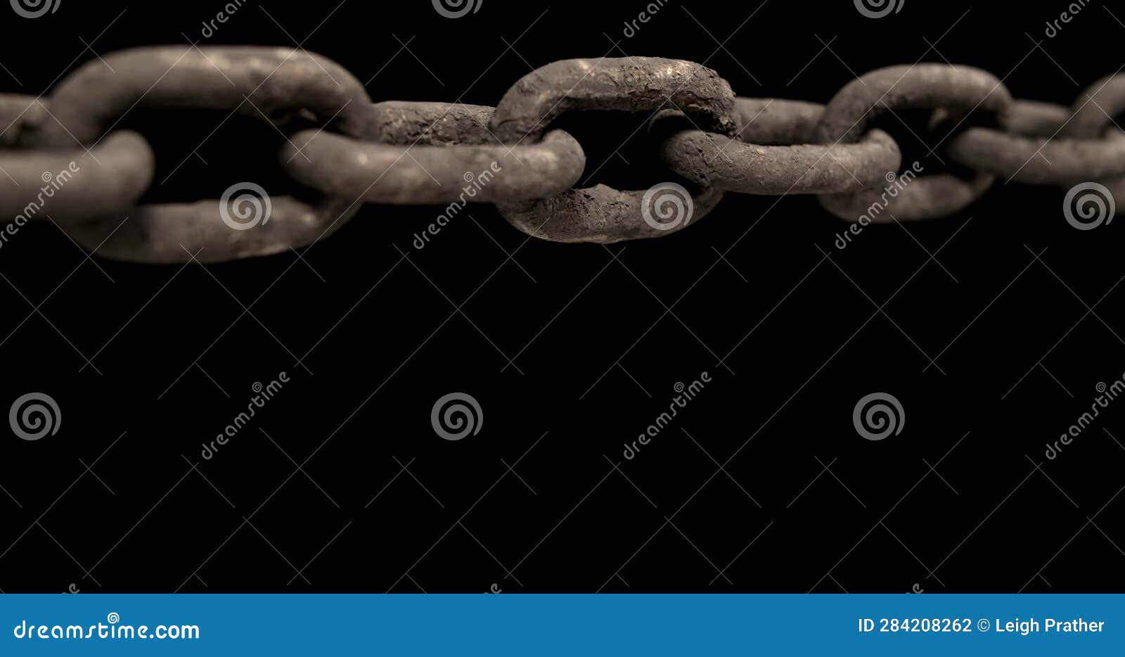 Slow Panning Across an Old Rusty Chain Showing Each Link Pulled Taut ...