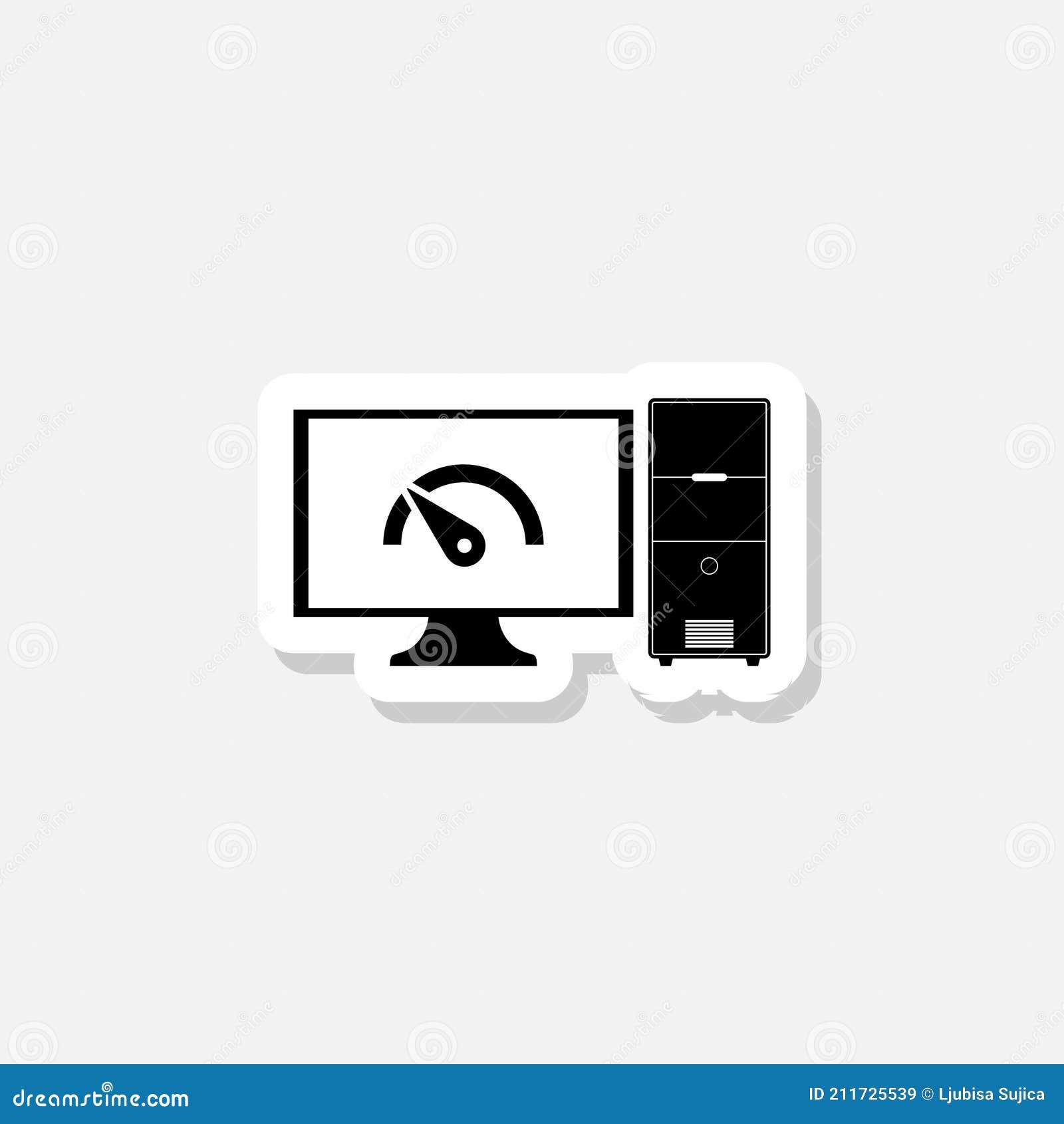 Slow PC Icon. Computer Repair Logo Sticker Stock Vector - Illustration ...