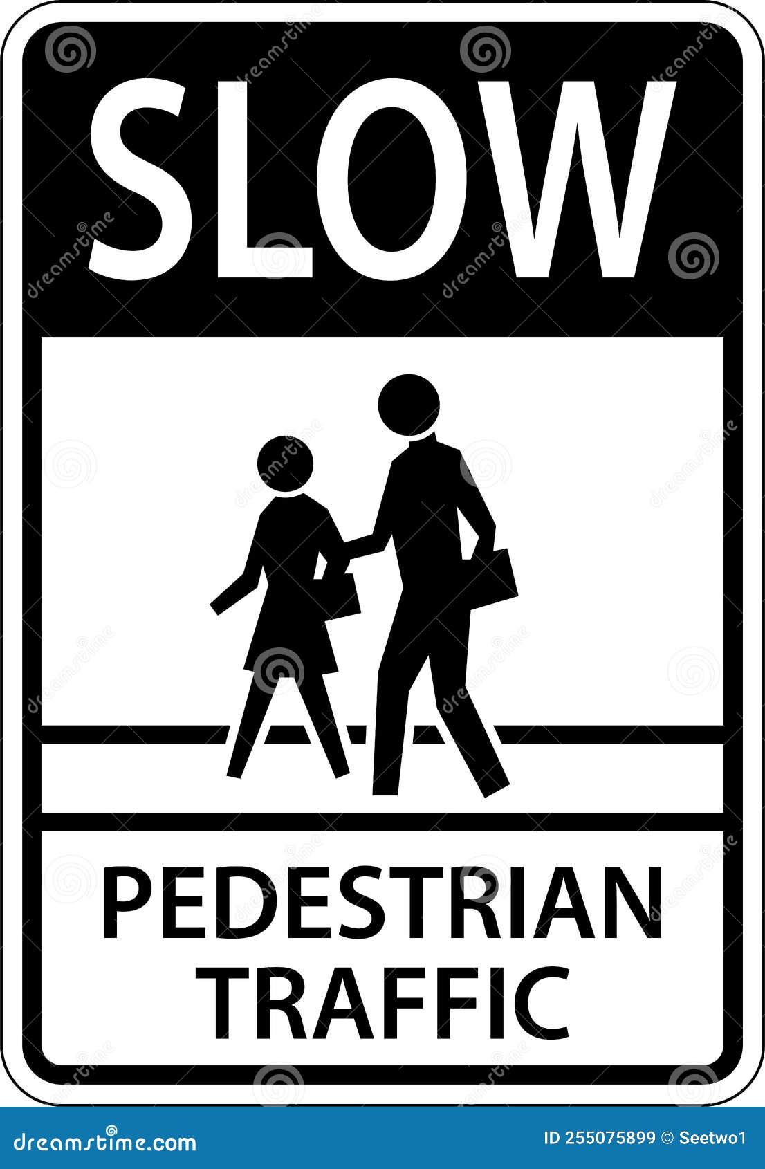 Slow Pedestrian Crossing Sign on White Background Stock Vector ...