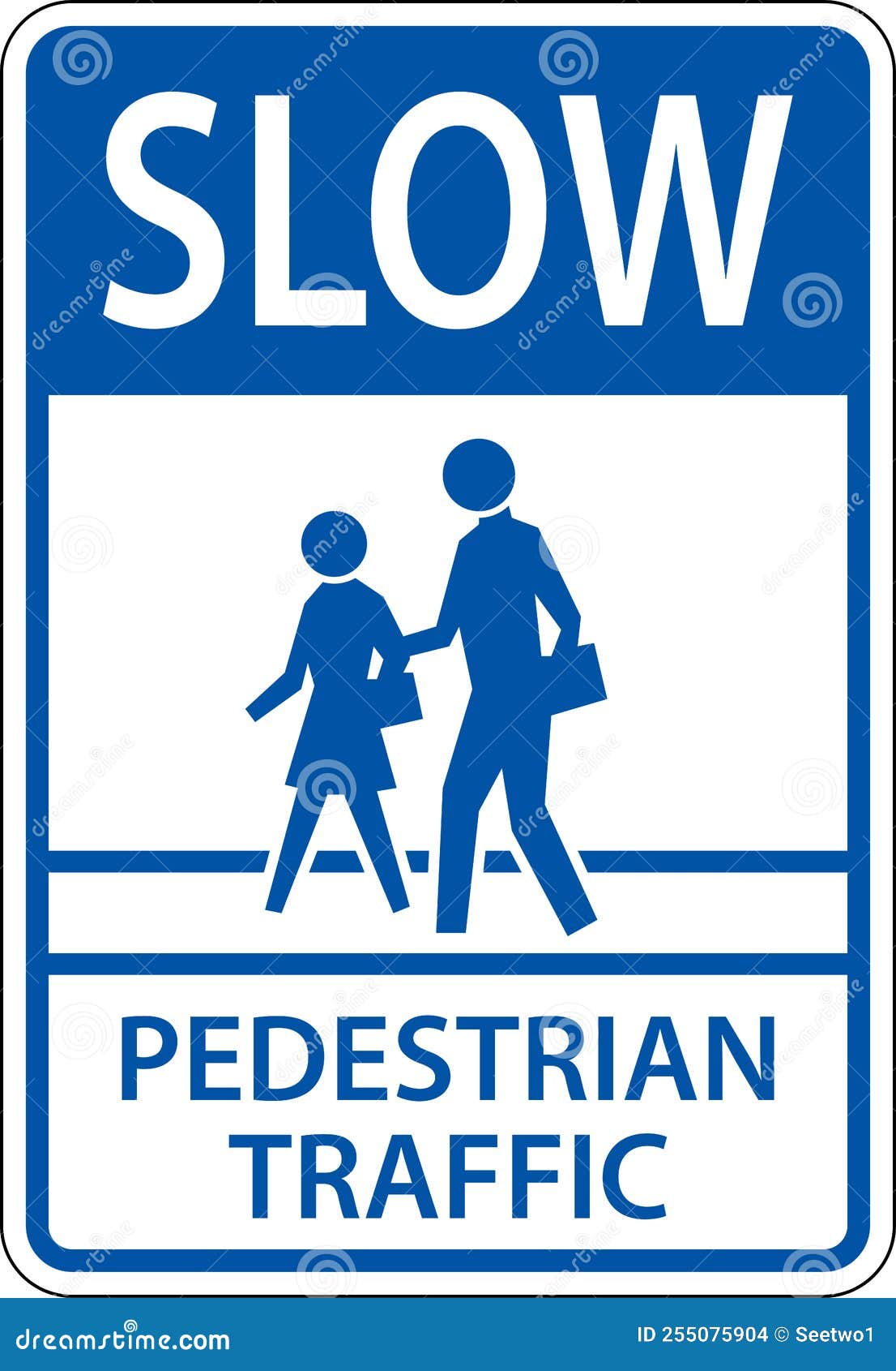 Slow Pedestrian Crossing Sign on White Background Stock Vector ...