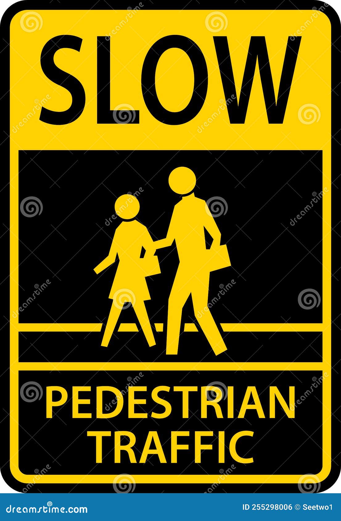 Slow Pedestrian Crossing Sign on White Background Stock Vector ...