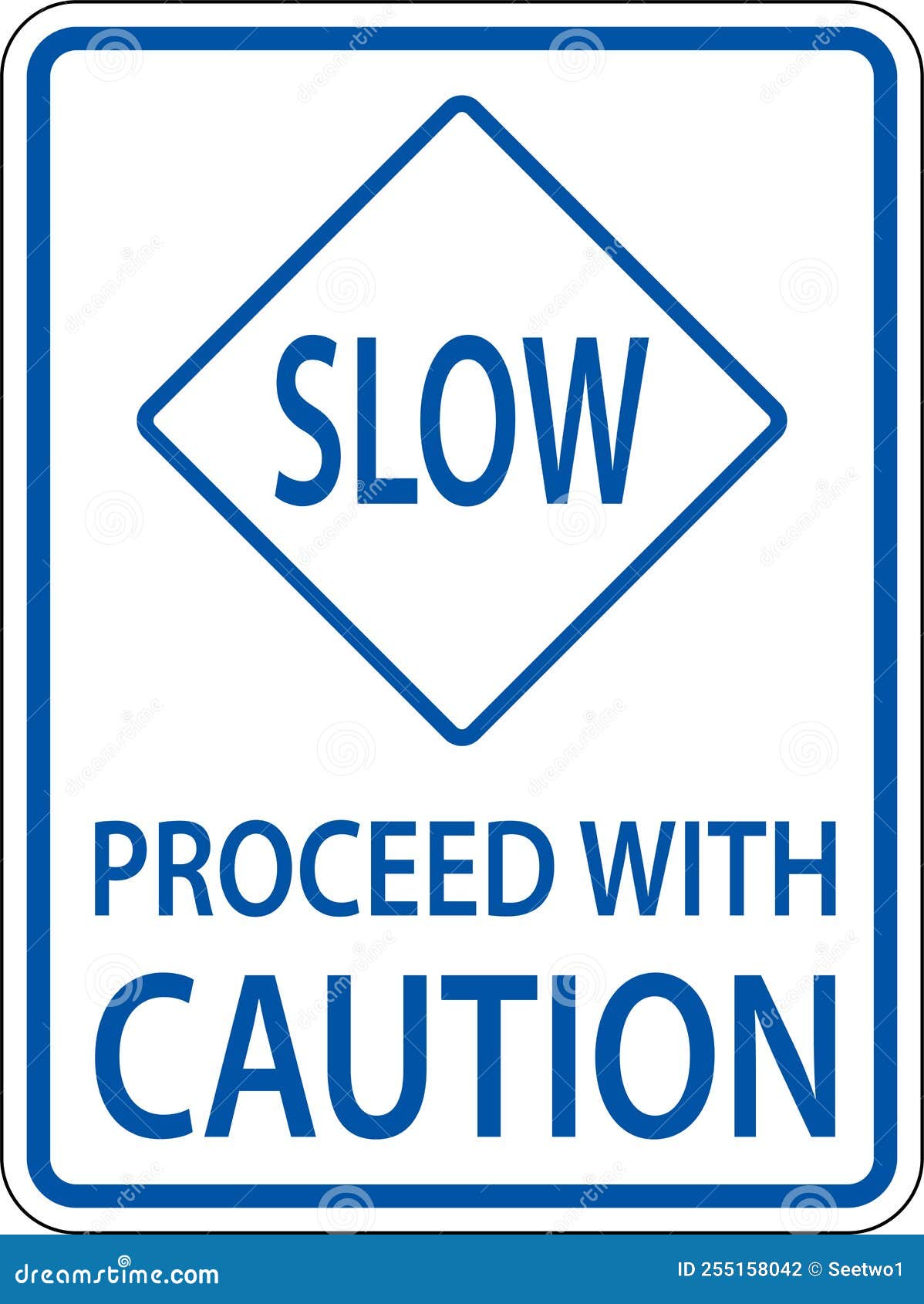 Slow Proceed With Caution Sign On White Background Vector Illustration ... Slow Proceed With Caution Sign On White Background Vector Illustration ...