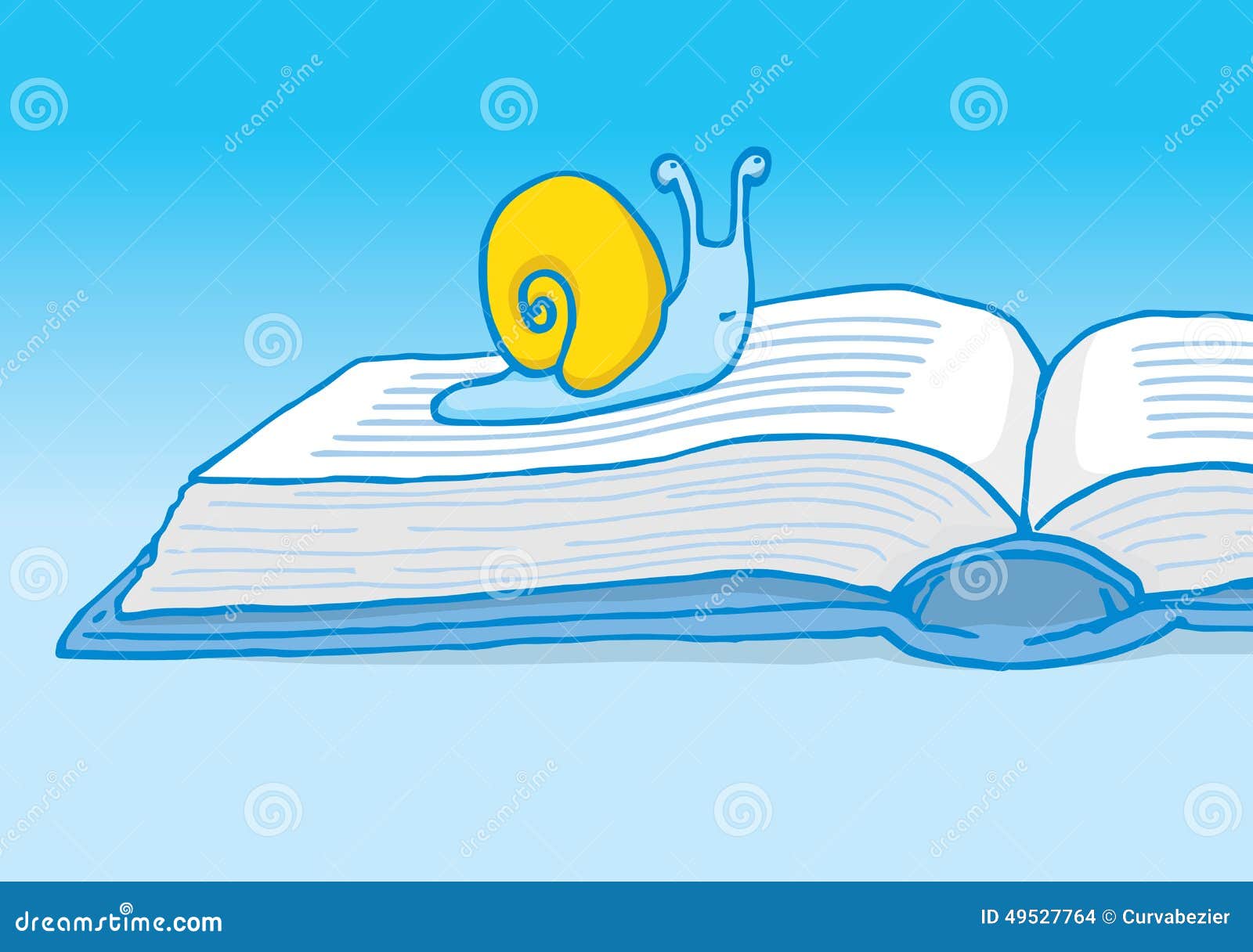 Slow Reader or Snail Crawling on Book Stock Vector - Illustration of ...