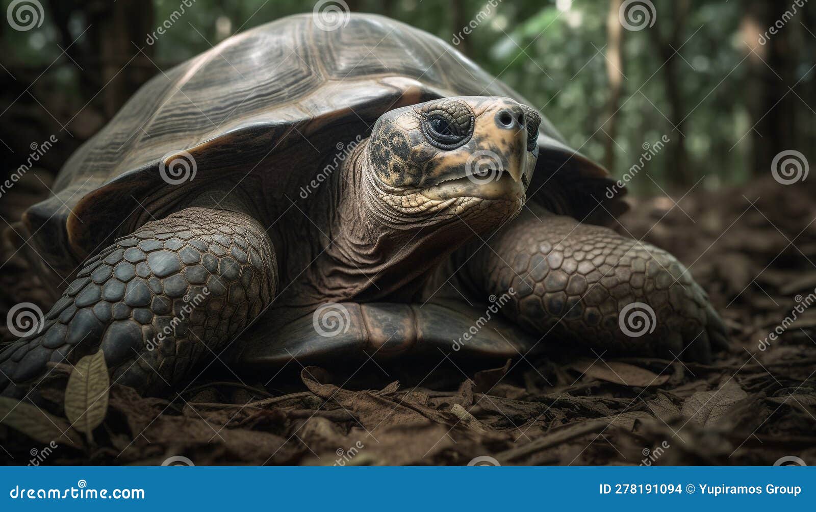 Slow Reptile Crawling, Close Up of Tortoise Shell Generated by AI Stock ...