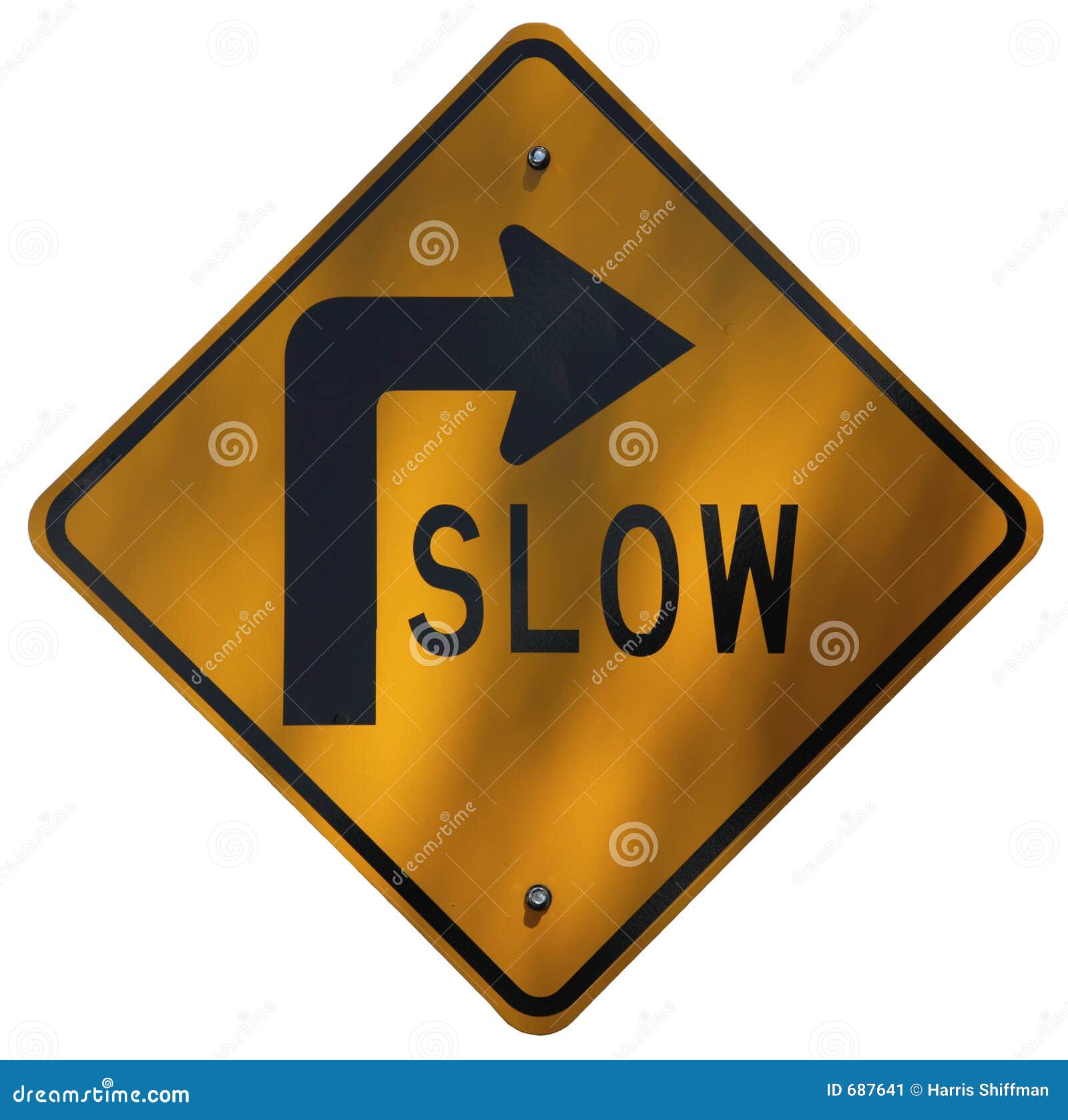 Slow - Road Curves Right stock image. Image of sign, road - 687641