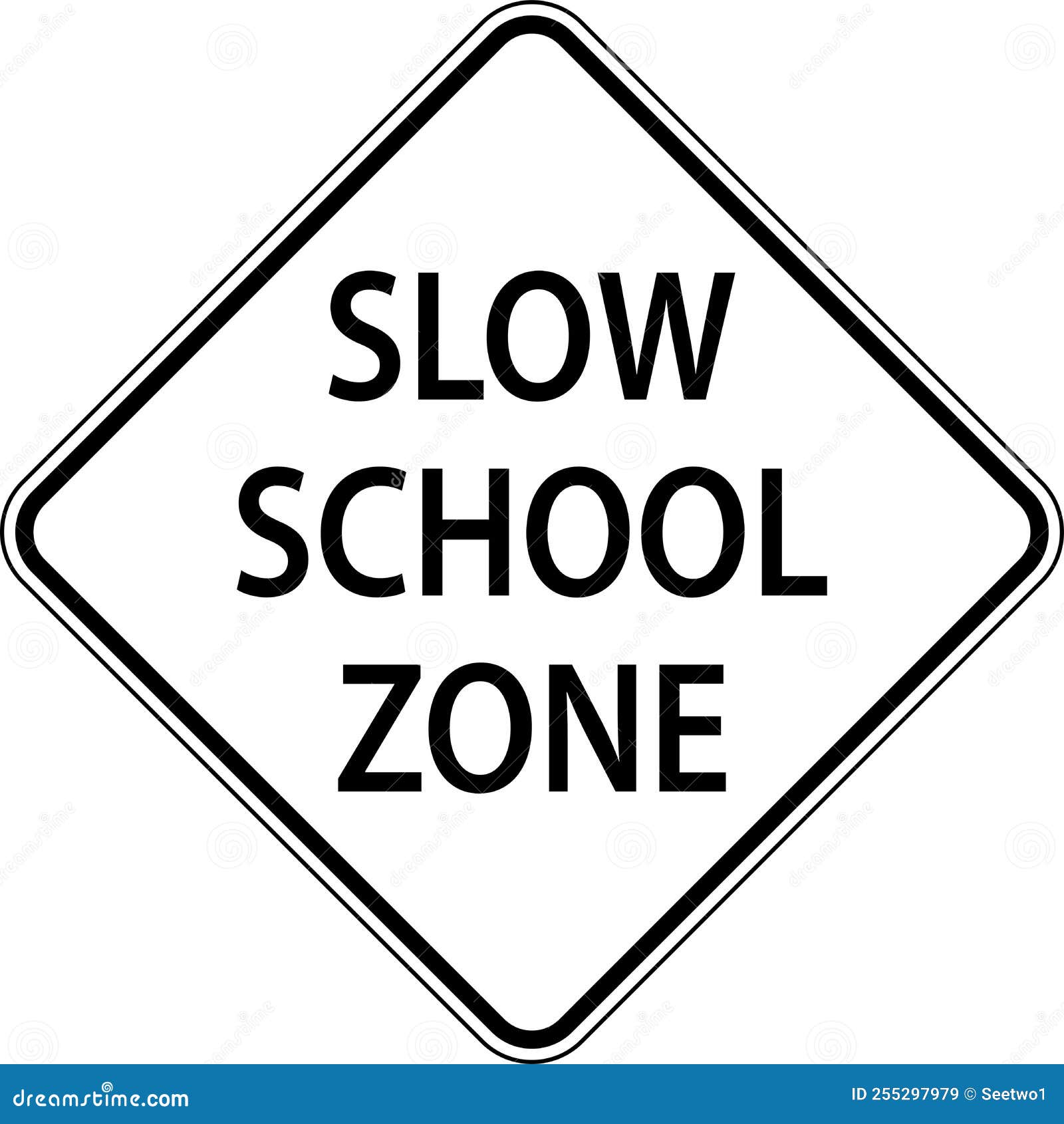 Slow School Zone Sign on White Background Stock Vector - Illustration ...