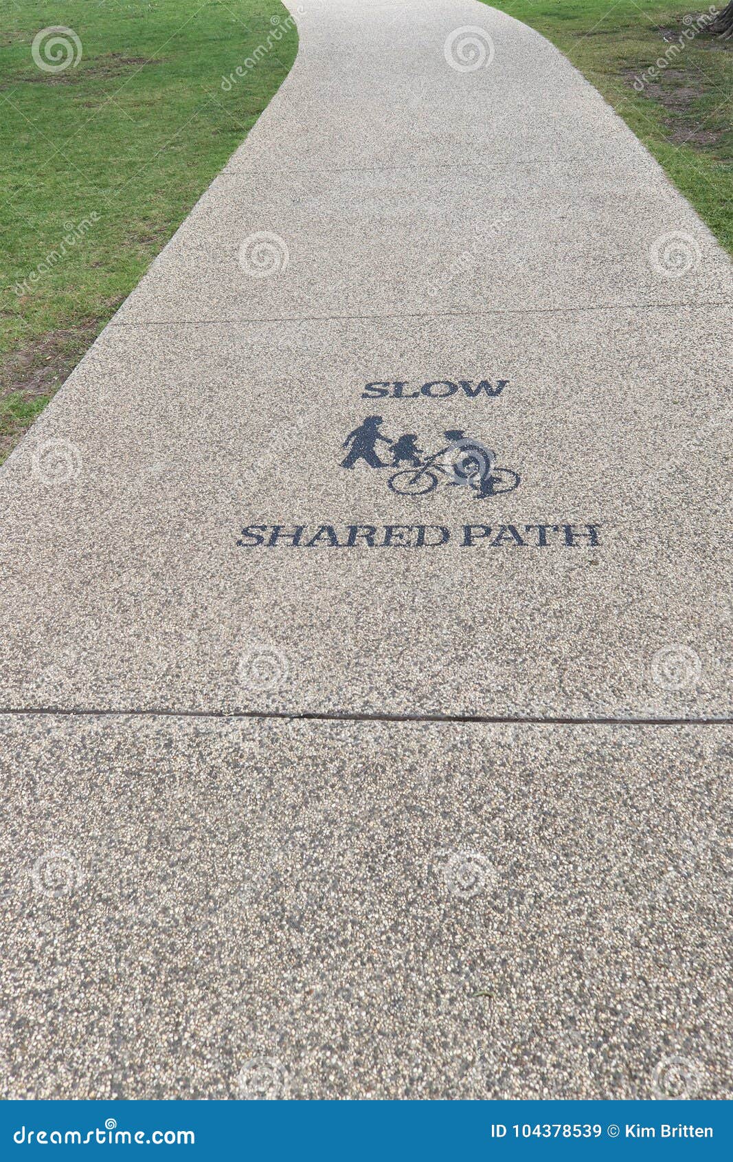 Slow, Shared Path Signage on a Pedestrian and Bicycle Path Stock Image ...