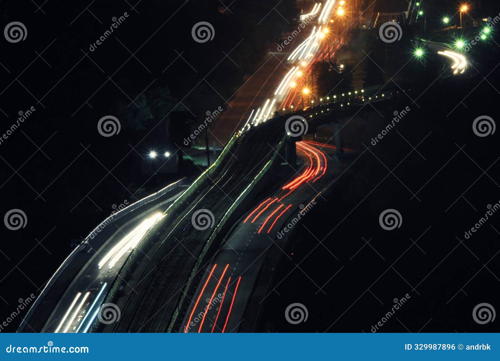 Night Traffic on the Bridge. Stock Photo - Image of evening, background ...