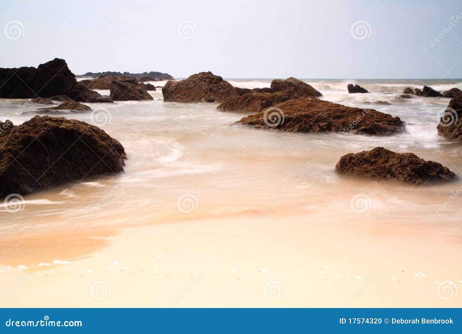 Slow Shutter Sea Around Rocks Stock Photo - Image of coastline, coastal ...