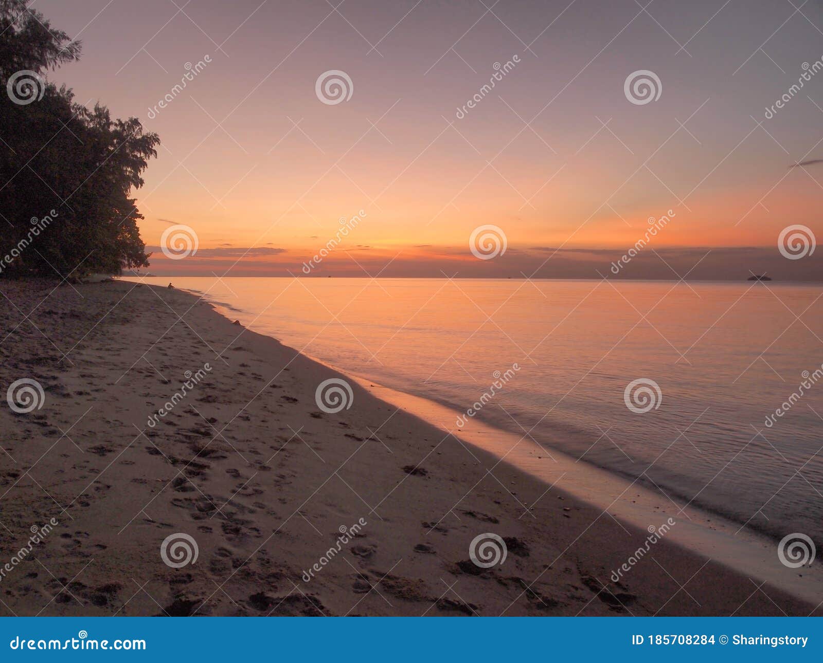 Slow Shutter Seascape View and Beautiful Sunrise Stock Photo - Image of ...