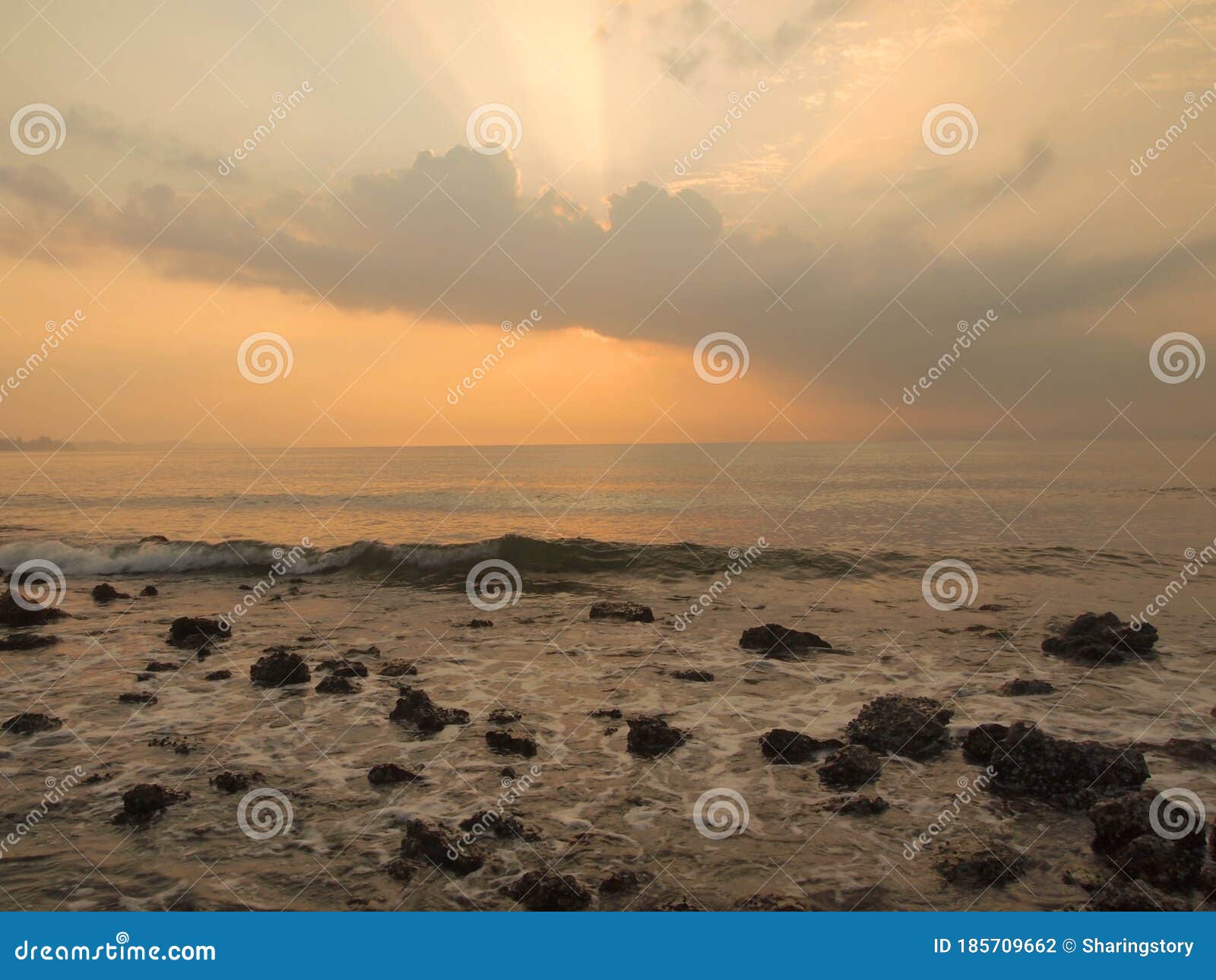 Slow Shutter Seascape View and Beautiful Sunrise Stock Photo - Image of ...