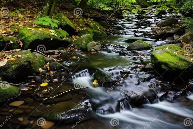 A Slow Shutter Shot of a Babbling Brook Stock Photo - Image of peaceful ...