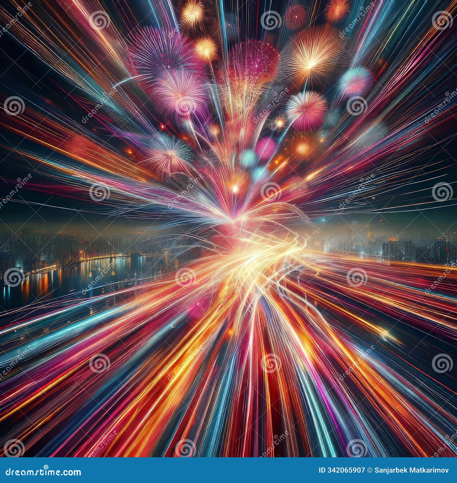 Slow Shutter Speed Capture of Fireworks Exploding in the Night S Stock ...