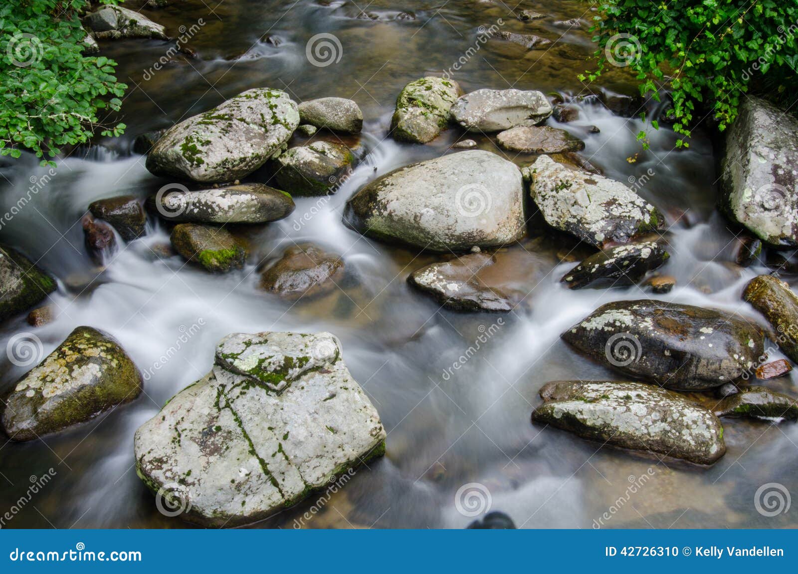 Slow Shutter Speed of Creek through Rocks Stock Photo - Image of river ...