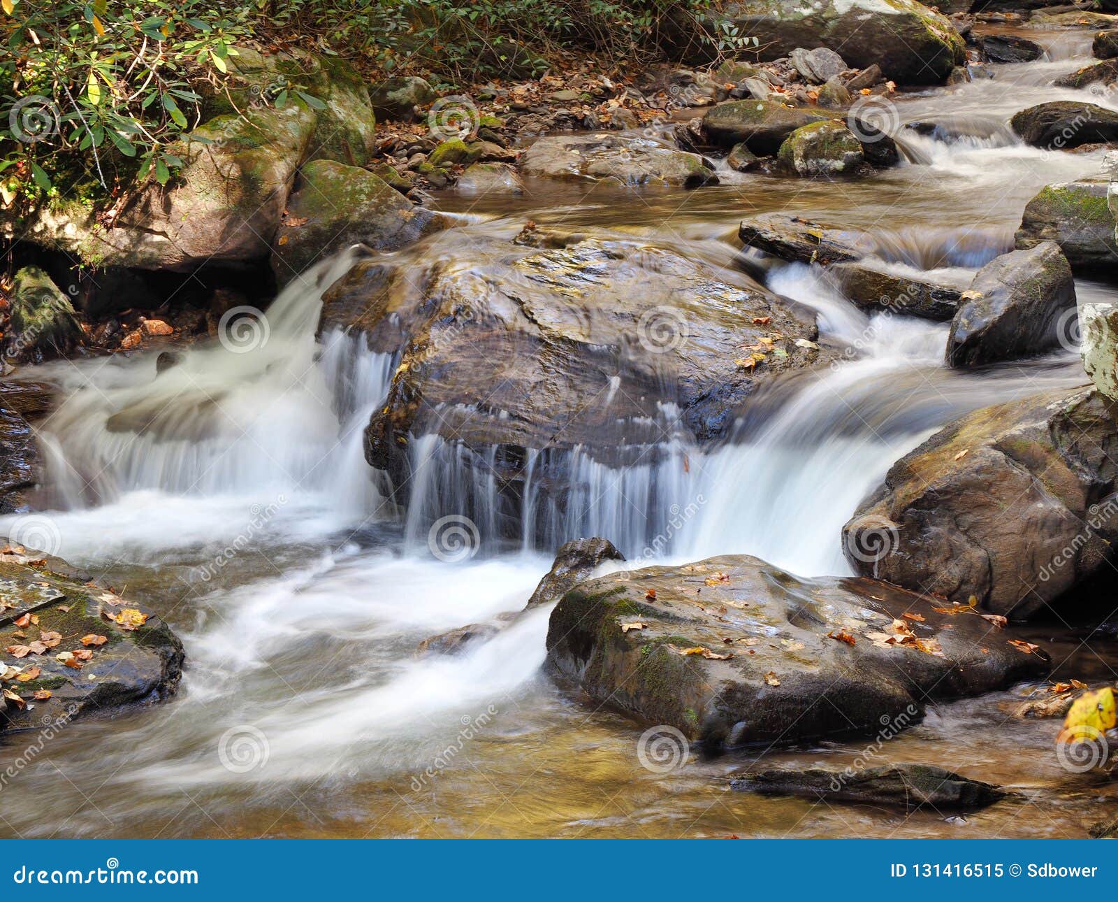 Slow Shutter Speed Image of a Waterfall in a Rocky Georgia Stream in ...