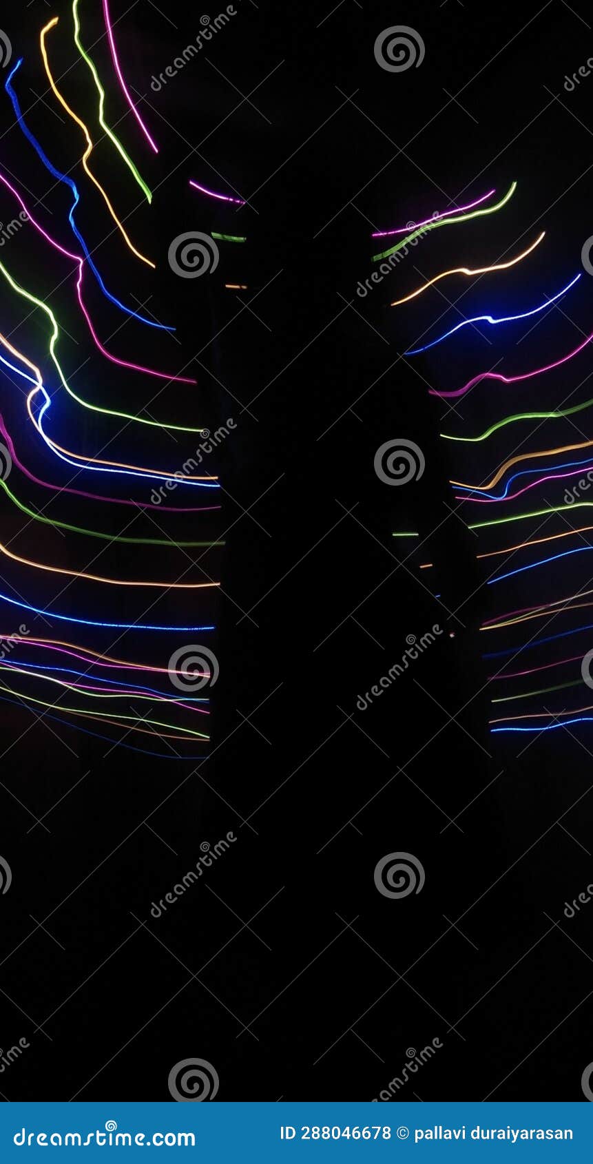 Slow Shutter Speed Light Art. Light Painting. Splash Line Abstract ...