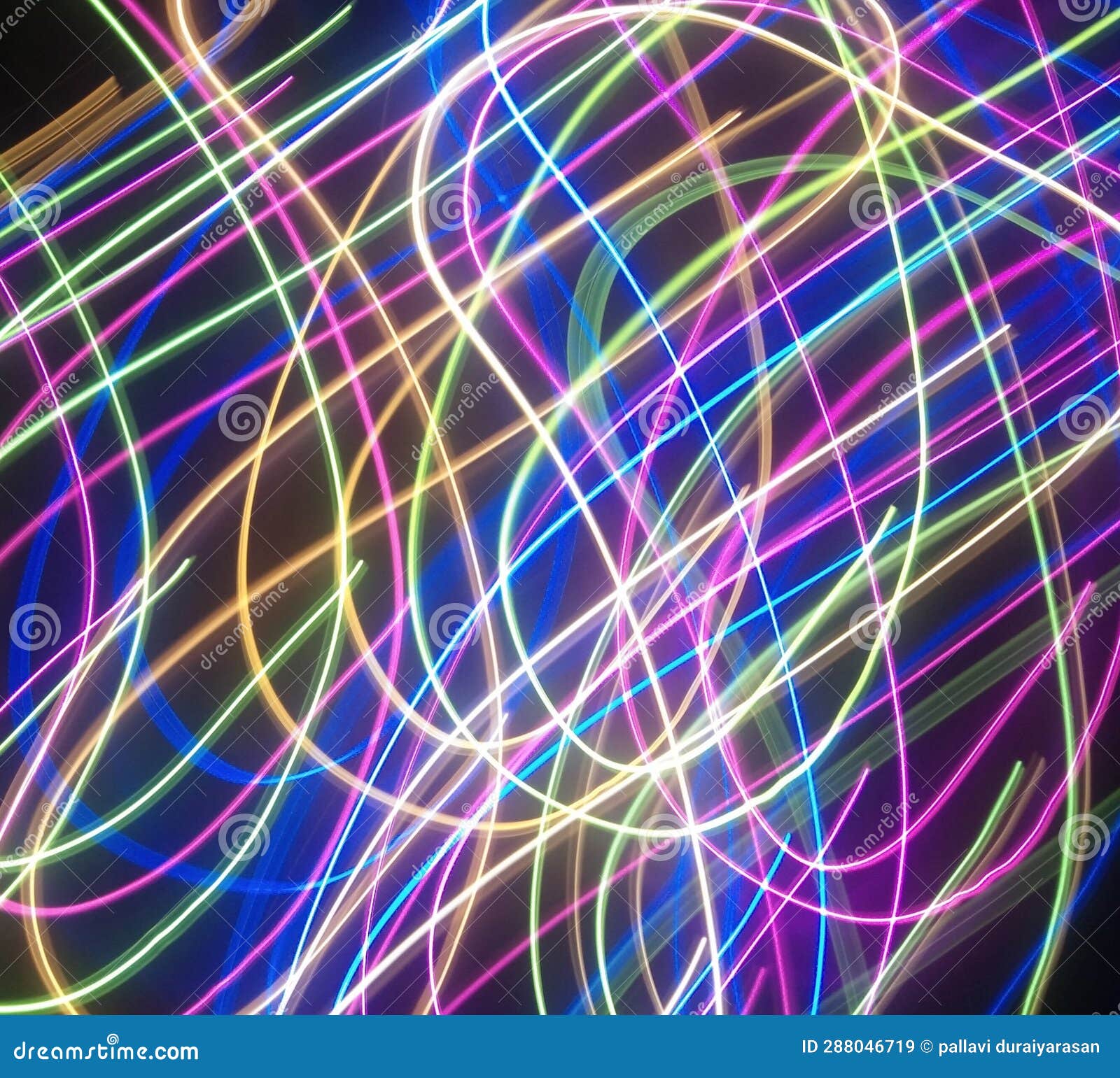 Slow Shutter Speed Light Art. Light Painting. Splash Line Abstract ...