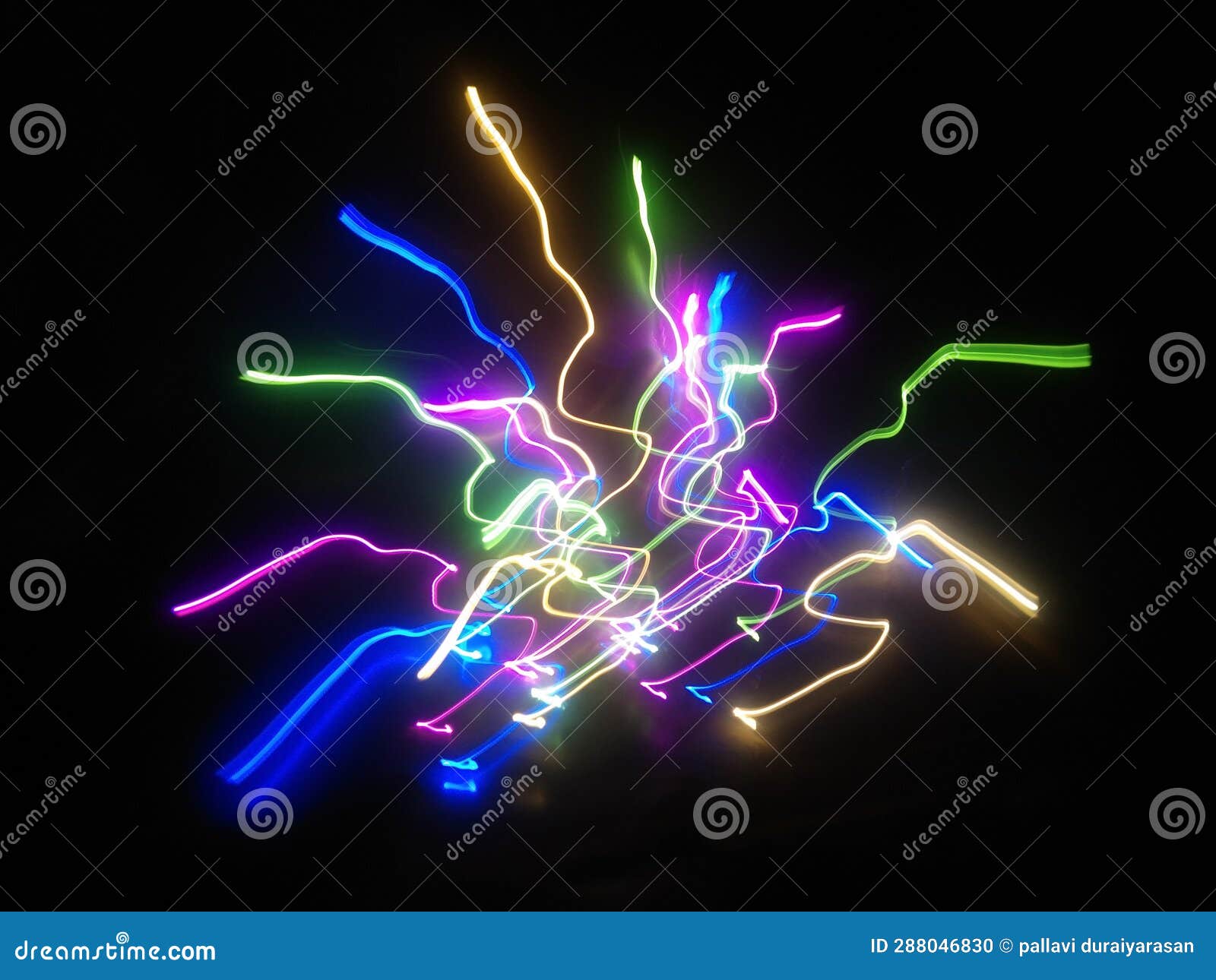 Slow Shutter Speed Light Art. Light Painting. Splash Line Abstract ...